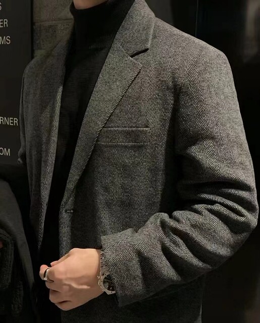 Autumn and winter thickened large size men's herringbone suit jacket ...