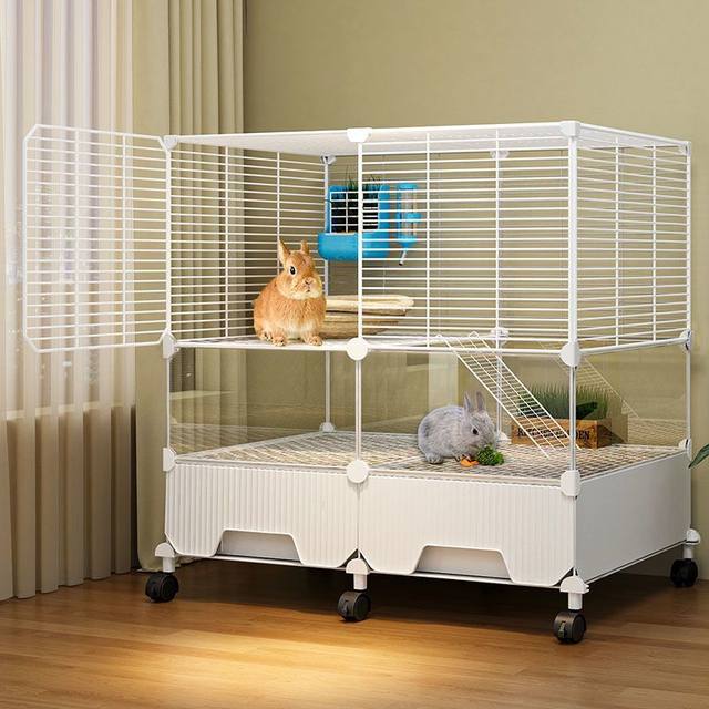 Encrypted rabbit cage home large indoor rabbits with toilets to prevent ...