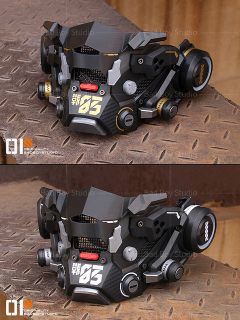 Cyberpunk mask sci-fi mecha functional half-face gas mask cos battle ...