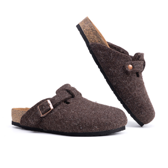 German Birkenstock style sandals, Mules, flat genuine leather toe-cap ...