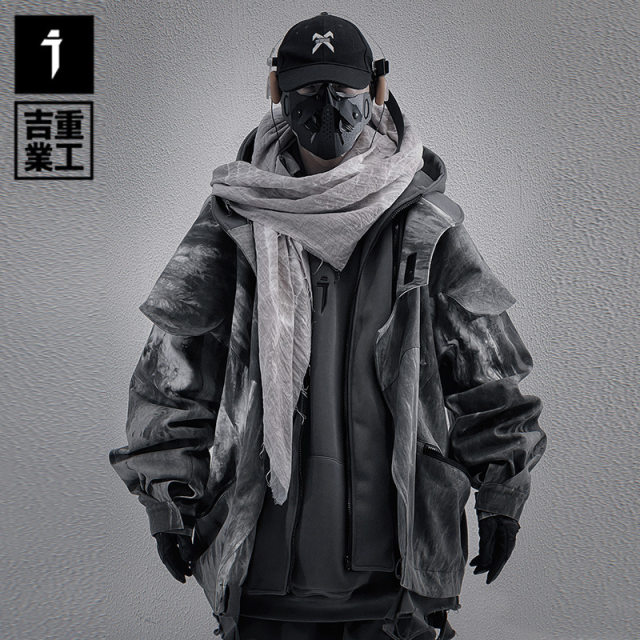 Jiye Heavy Industry trendy wasteland style tie-dye camouflage three-in ...