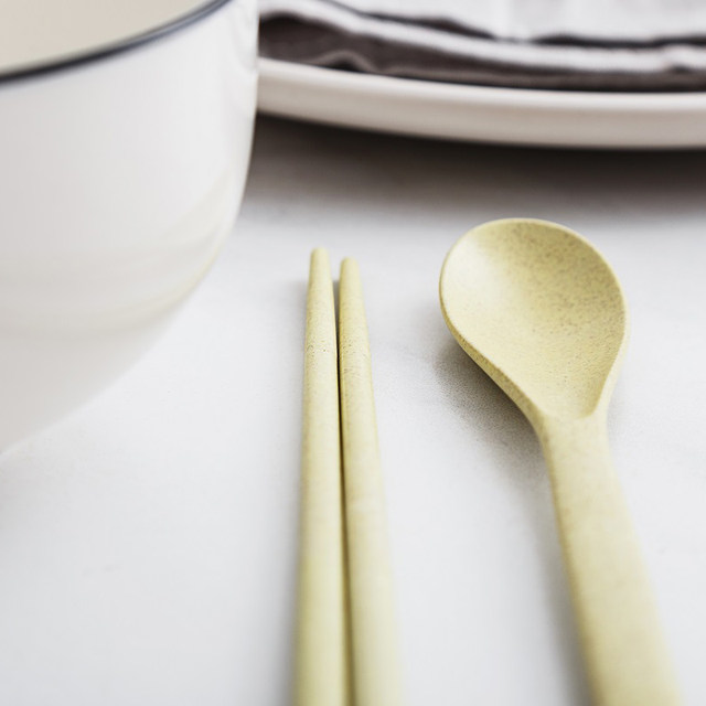 Pinlino's new wheat straw chopsticks and spoon set outdoor travel ...