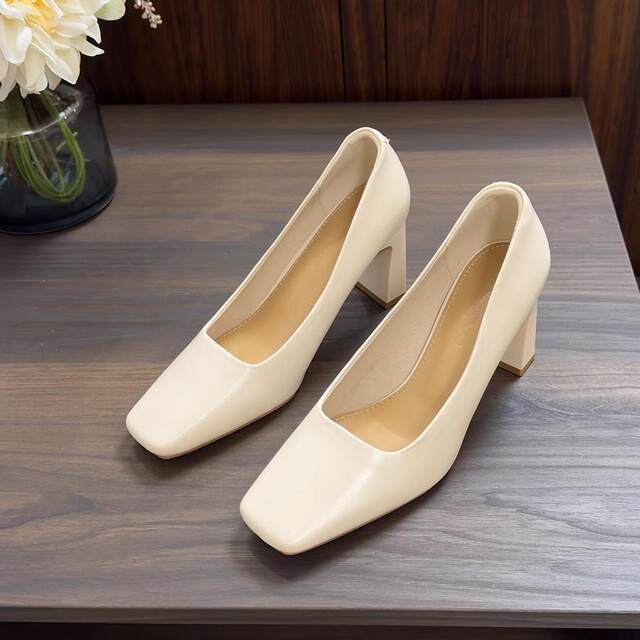 French shallow mouth square toe high heels 2024 spring and autumn new ...