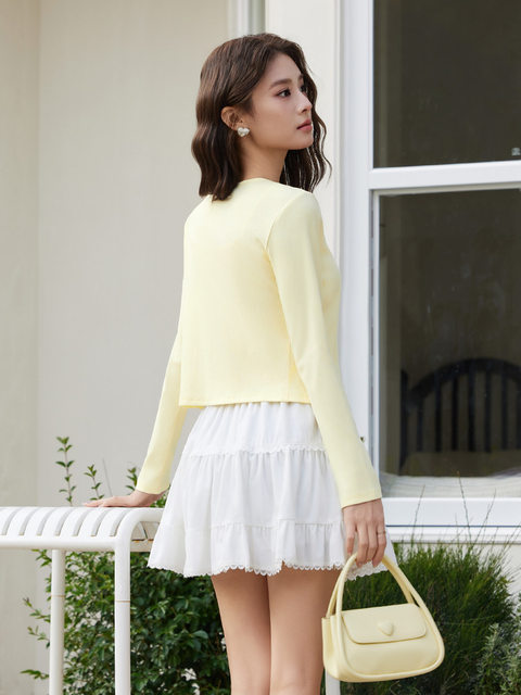 IEF/Aiyifu 2025 Spring New French Gentle Girl Style Versatile Two-Piece Top