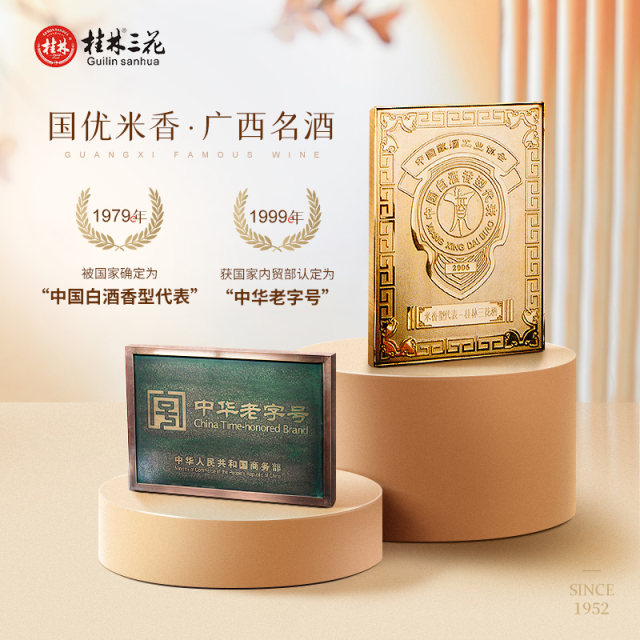 Guilin Sanhua Liquor 52 degrees 480ml*6 bottles of domestic liquor highly rice-flavored Guangxi ...