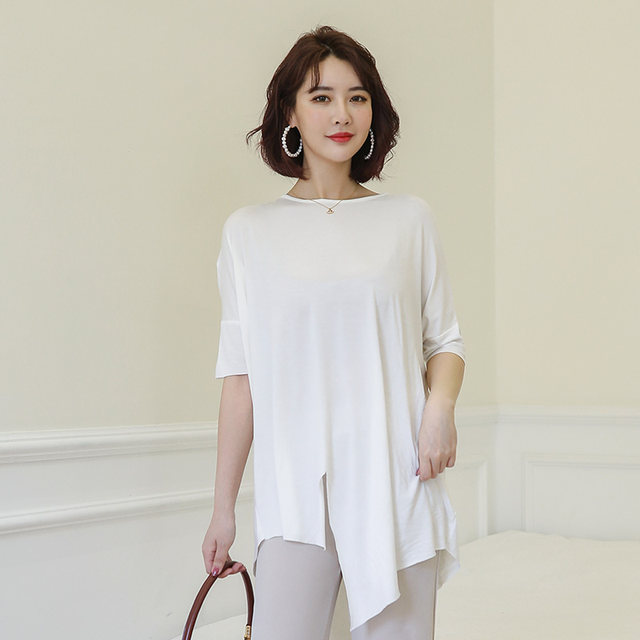 Thin irregular bat sleeve T -shirts female Xia Modal's bottom shirt ...