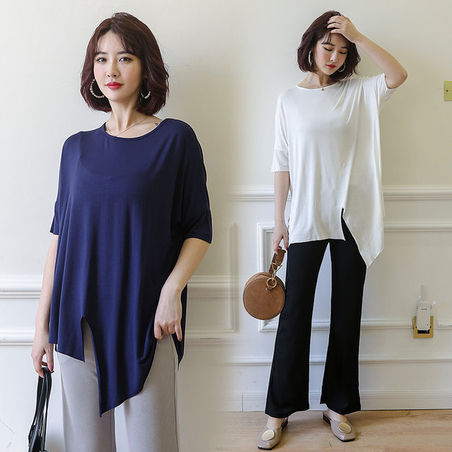 Thin irregular bat sleeve T -shirts female Xia Modal's bottom shirt ...