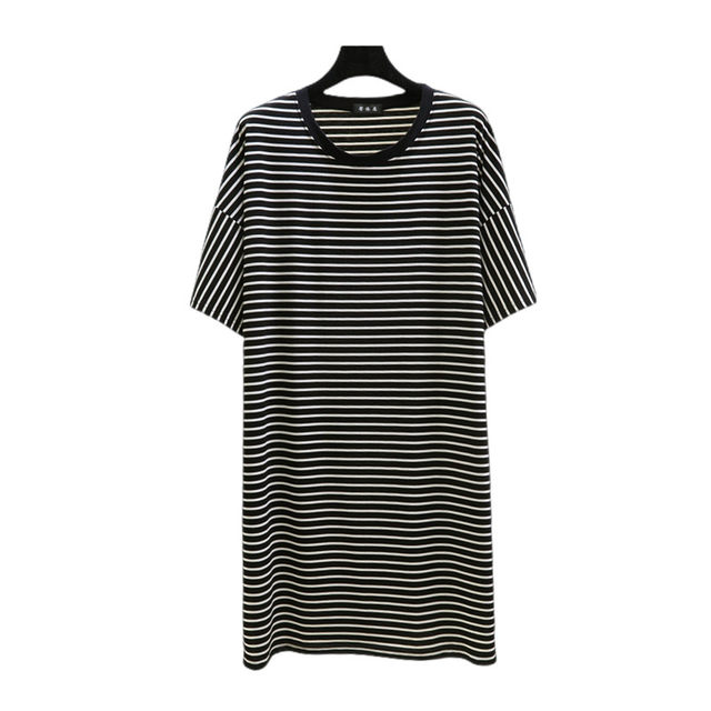 Modal Striped Dress Women's Summer Loose Large Size Thin A-Line Skirt ...