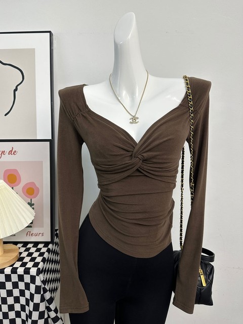 Pure spring kink sexy low-neck breast large waist thin top new product ...