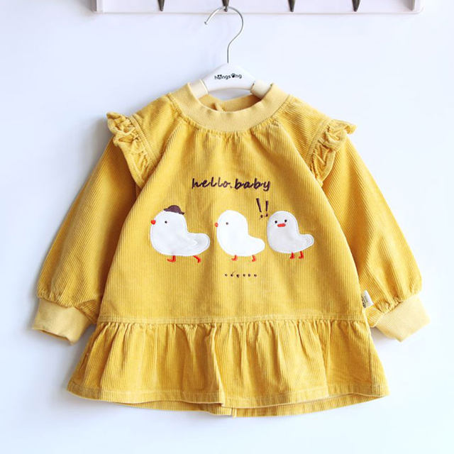 Girls' smock corduroy thickened autumn and winter baby long-sleeved ...