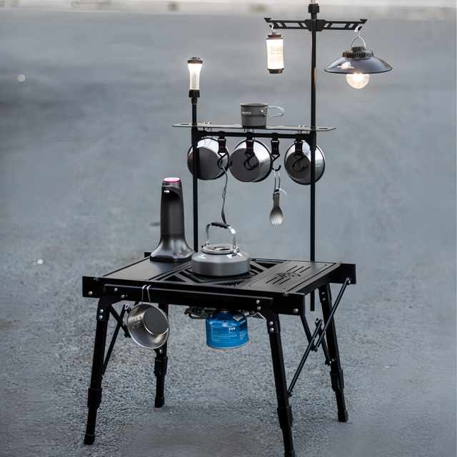 Portable camping beach multifunctional table aluminum alloy full set ...