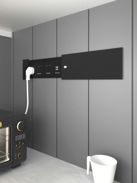 Slide desktop embedded socket multi-function computer desk power strip office countertop island ...