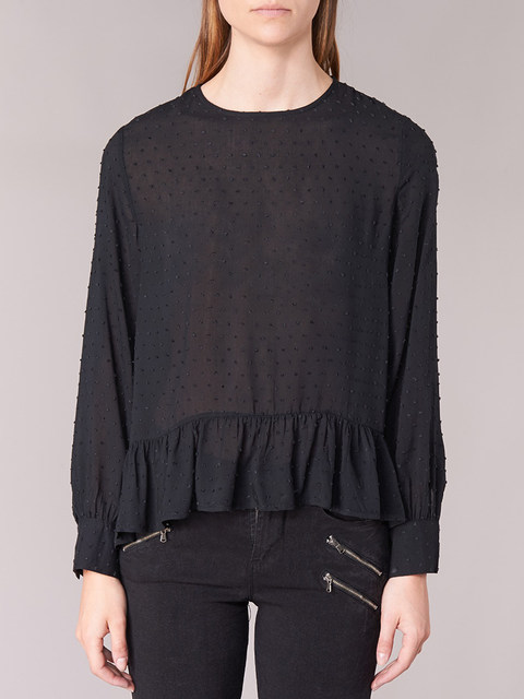 Moony Mood Women's Fashion Tops Blouse Ruffles Crewneck Long sleeves ...