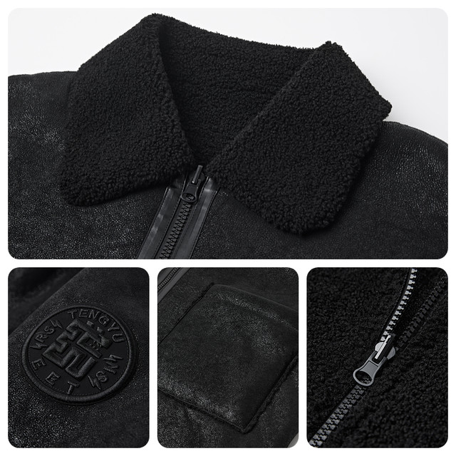 [Reversible] Half-ink large size men's fur one-piece jacket winter new ...