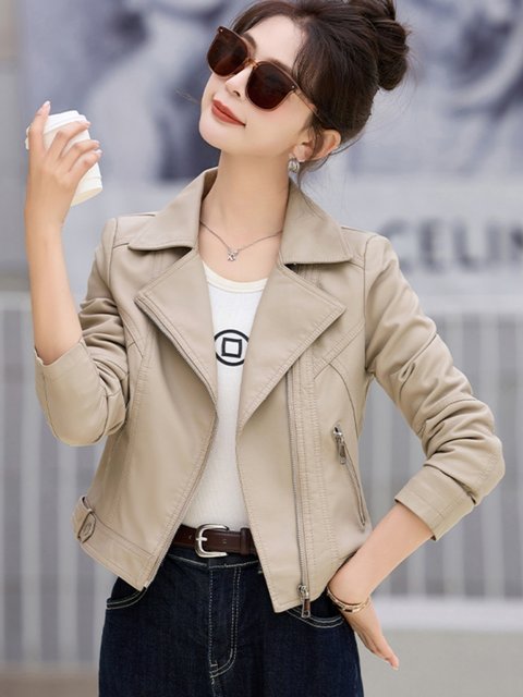 Small leather jacket for women's new 2025 spring and autumn motorcycle ...