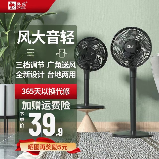 Camel electric fan home bedroom light-sound floor fan office dormitory desk vertical dual-use ...