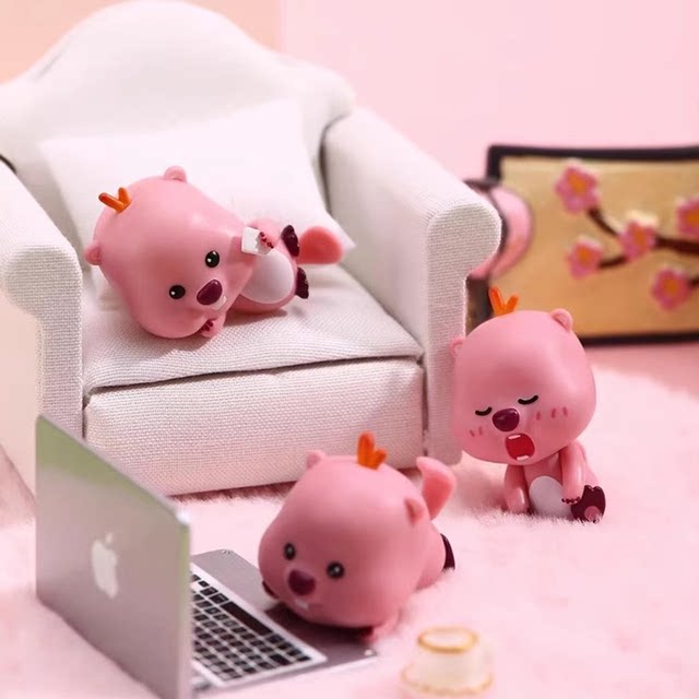 Loopy little beaver cute three-dimensional refrigerator sticker blind ...