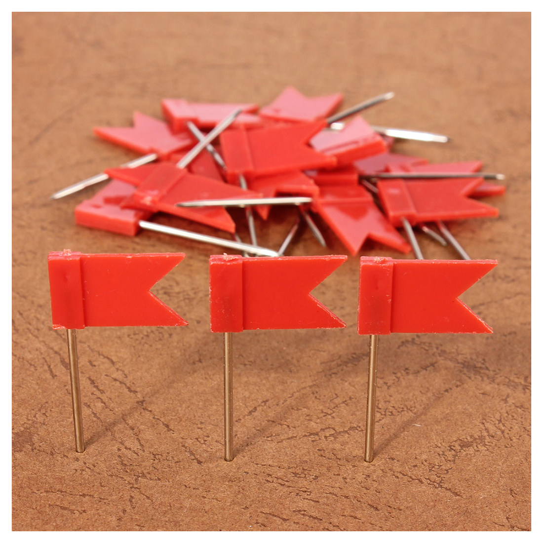 Map Push Pins - 100pc Long Needle Flag Thumb Tacks - Plastic Map Markers
