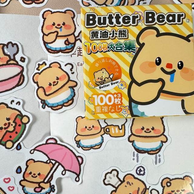 100 net red butter bears box installed stickers cute INS mobile phone ...