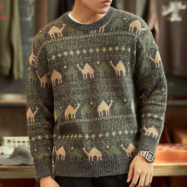 Autumn and winter day style sweaters for men, loose dropped shoulders ...