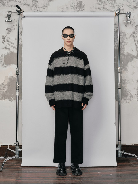 【Nans】13Oz Retro Distressed Washed Bias-Cut Pressed Line Split Micro ...