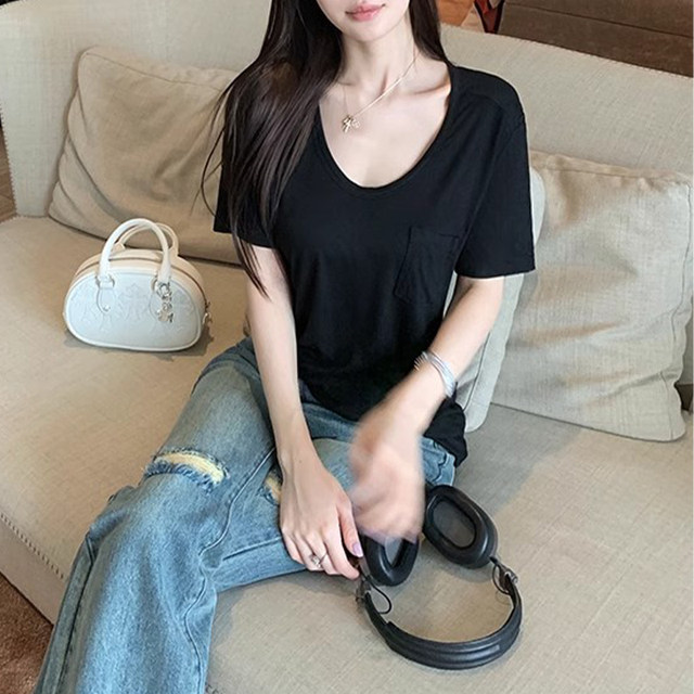 White short -sleeved T -shirt female 2024 summer new laziness, thin ...