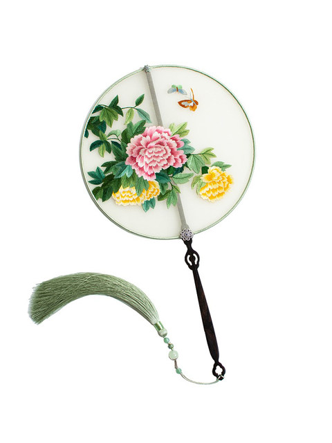 Ancient Style Suzhou Embroider Fan Double-Sided Round Fan Embroider ...