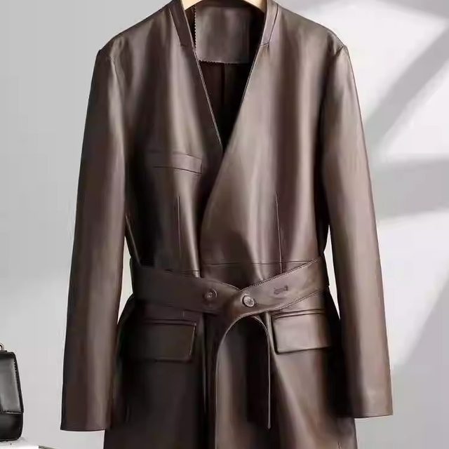 Haining Leather Women's Middle Long Waist -Waistless Belt Belt Suit ...