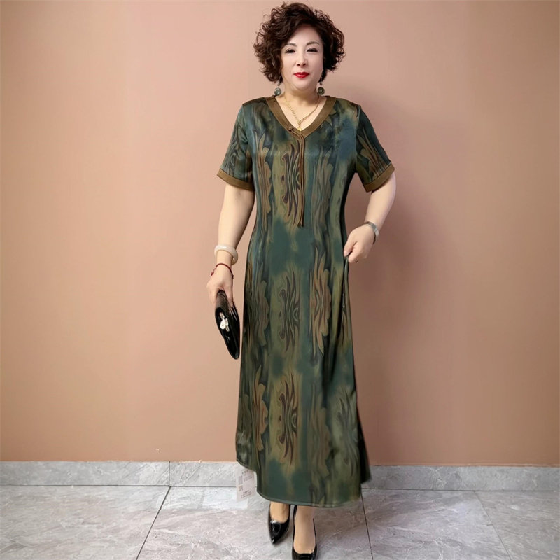 Middle-aged mother's summer short-sleeved pattern, Chinese style, broad ...