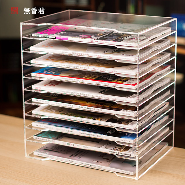 Office Transparent Acrylic Desktop File Rack Document Folder Storage ...