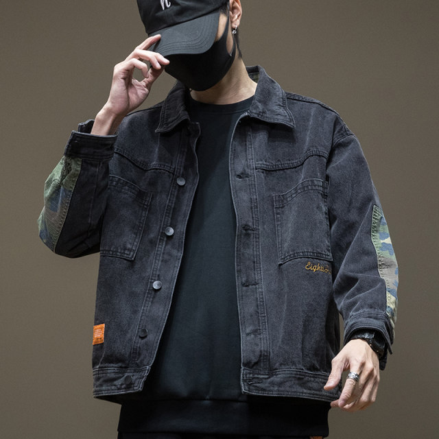 Xiyue black denim jacket men's spring and autumn new style boys ...