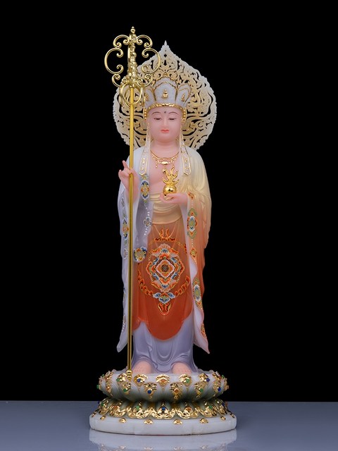 The ordinary Ksitigarbha Buddha statue white marble station Jiuhua ...