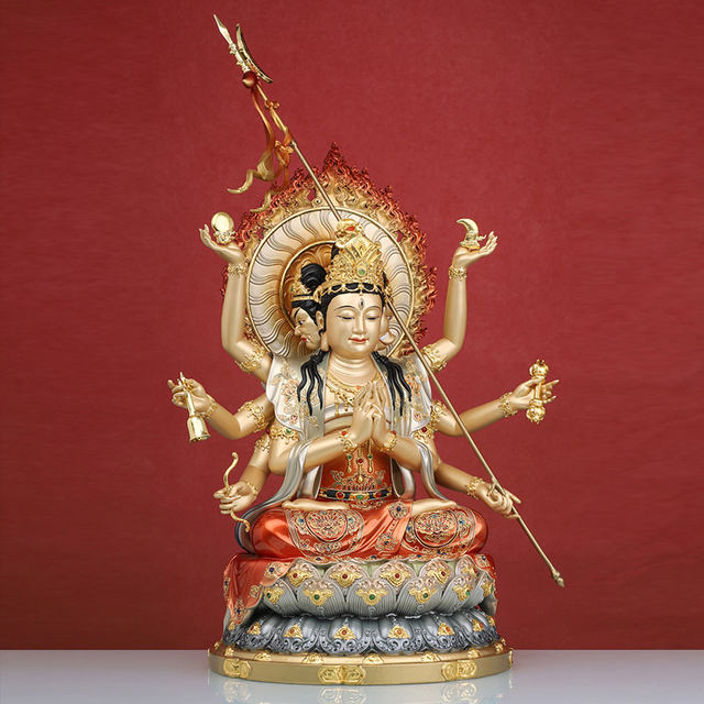 Taiwan gilt copper Doumu Yuanjun statue bronze sculpture painted Doumu ...