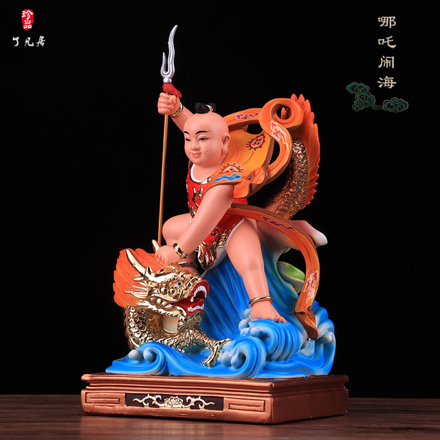 Nezha Third Prince Statue Grabbing the Dragon Horn Prince Middle Altar ...