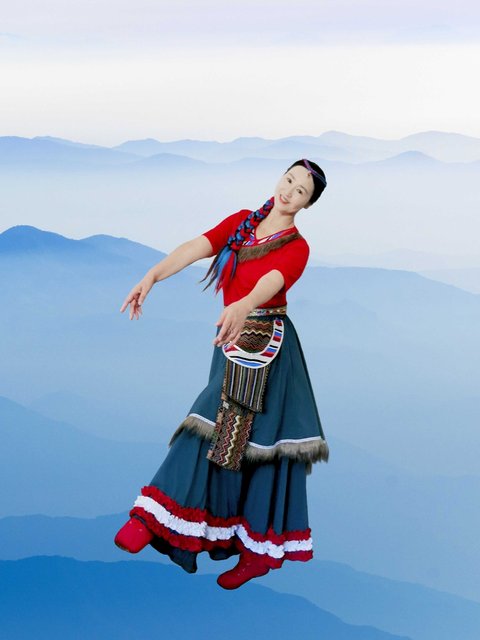 Yingzi Video The same model Tibetan dance performance service women's large skirt skirt exercise ...