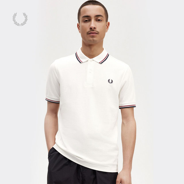 FREDPERRY Men's POLO Shirt 2024 Winter Short Sleeve Casual Heavy Wheat Ear Embroidery Colorful T ...