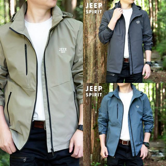 Casual men's large-size hooded jacket top men's jacket JEEP Jeep dad ...