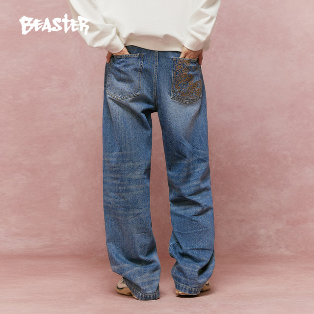Beaster jeans 23 Autumn New Western carved embroidered American high ...