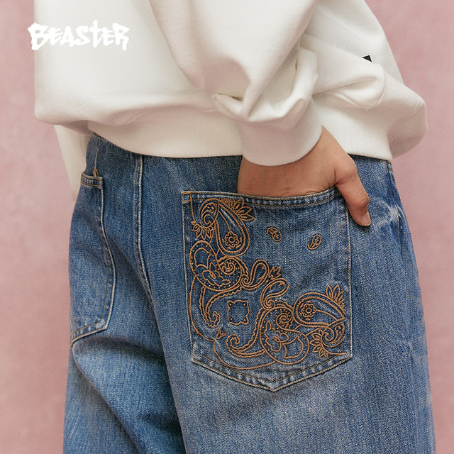 Beaster jeans 23 Autumn New Western carved embroidered American high ...