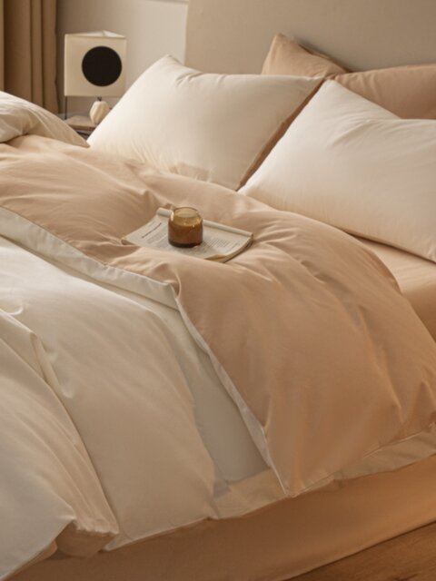 Muji 2024 new thickened brushed cotton four-piece set warm pure cotton ...