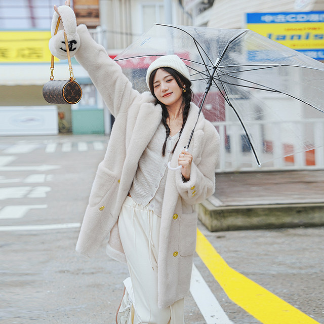 2023 New Fur One-piece Imitation Mink Lamb Furry Rabbit Plush Fur Coat ...