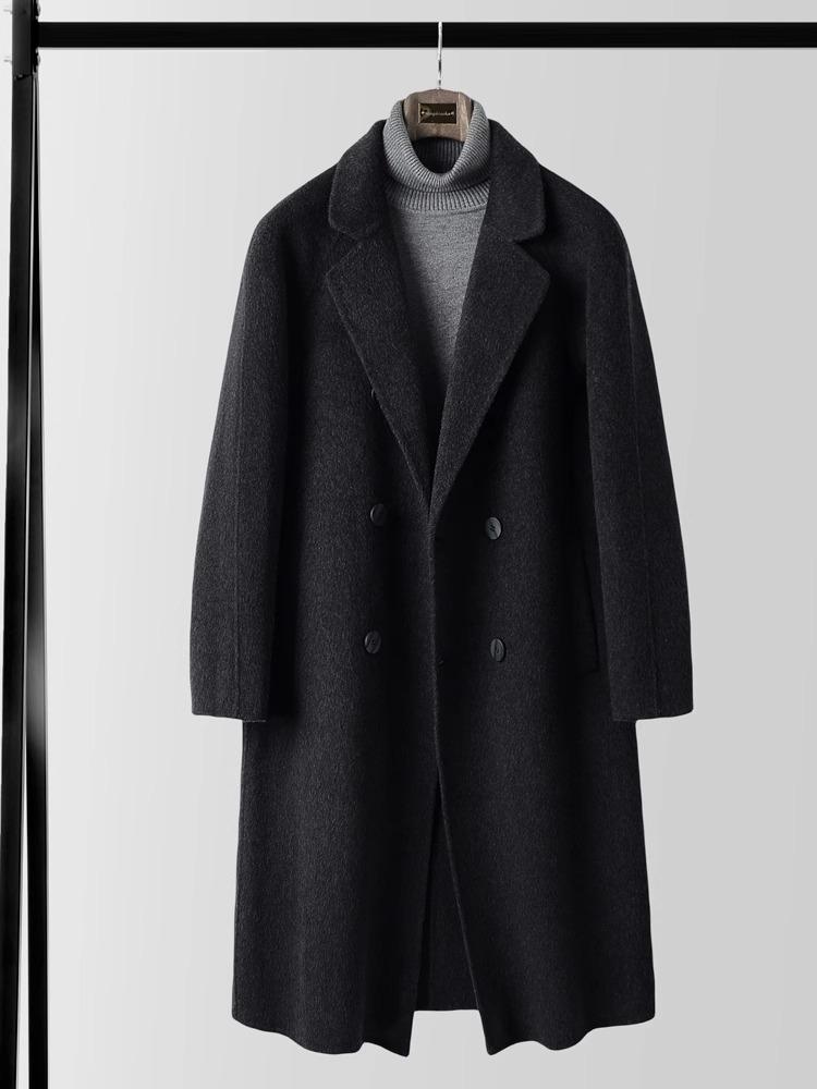 高级感双面羊绒大衣男冬季2025新款英伦风潮流宽松中长款毛呢外套-淘宝网