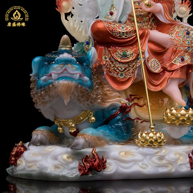 Listening to the Ksitigarbha Buddha statue, white marble hand-painted ...