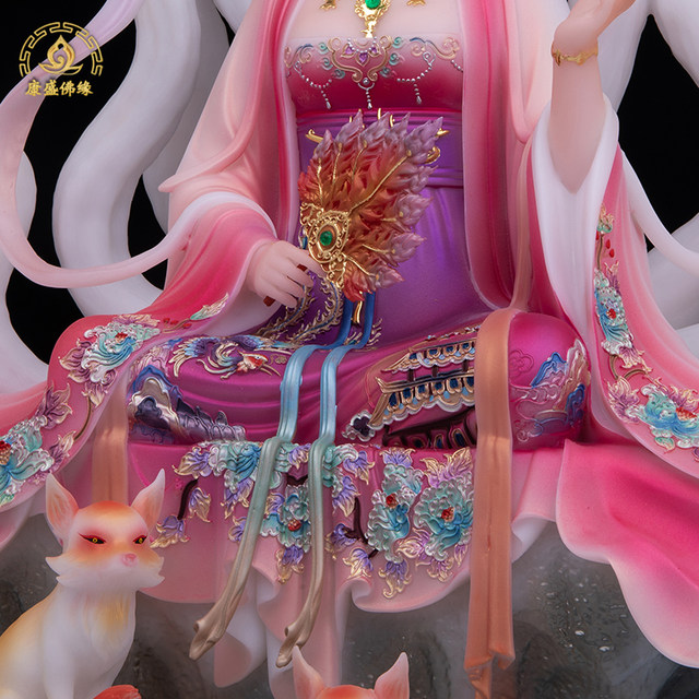 The new nine-tailed goddess statue, white marble nine-tailed fox true ...