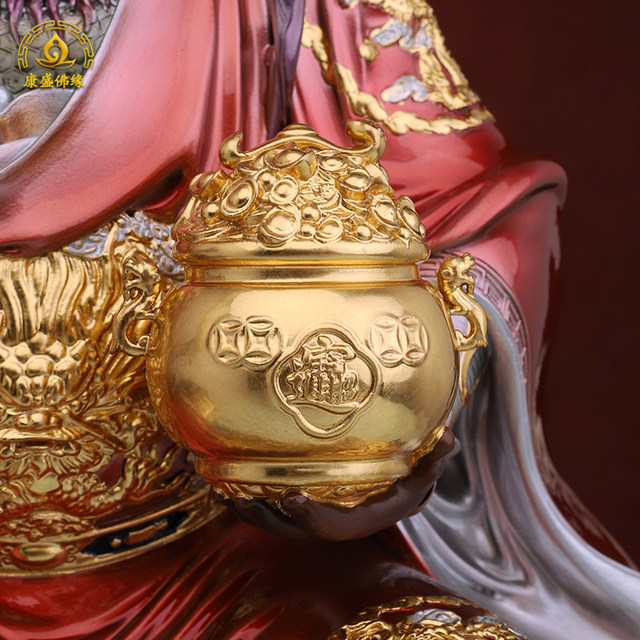 Wu Wealth God Zhao Gongming statue Taiwan pure copper gilt riding tiger ...