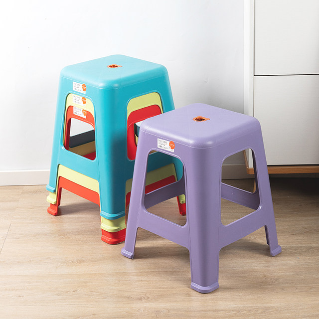 Plastic stool household thickened non-slip bench living room cooked ...