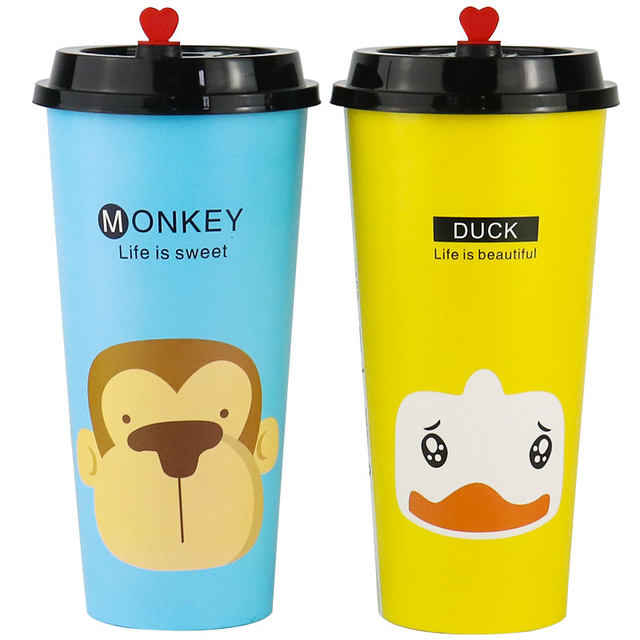 Cute animal cartoon paper cup disposable milk tea paper cup thickened ...