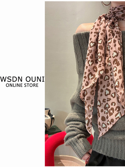 French retro brown polka dot long scarf high-end accessories tie neck ...
