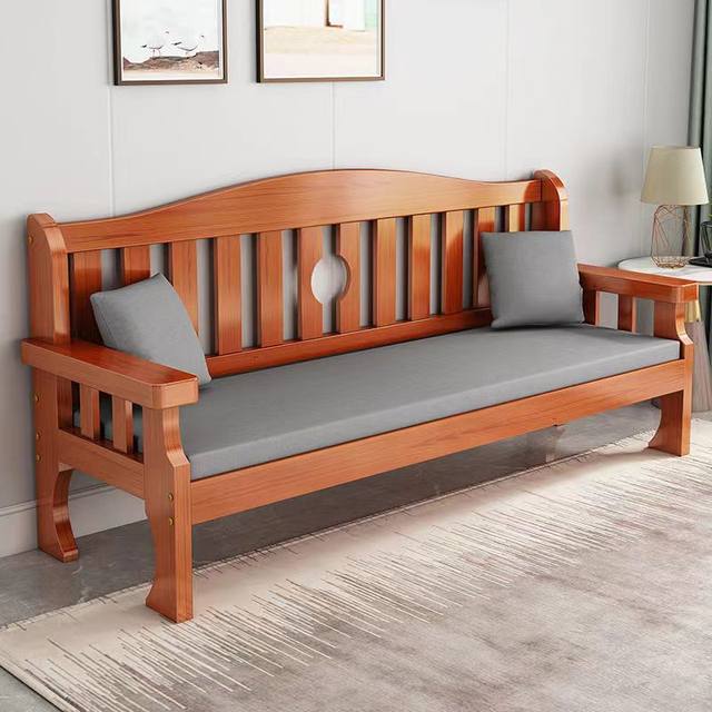 Solid wood sofa for home small apartment living room simple three-seat ...