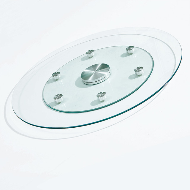 Auxiliary wheel turntable tempered glass turntable home dining table ...
